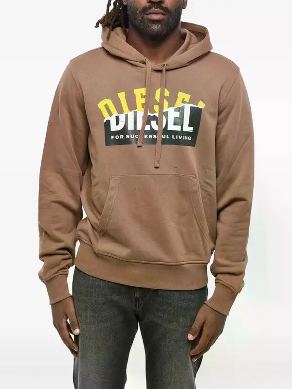 DIESEL® Ginn Logo-printed Drawstring Hoodie - Brown
