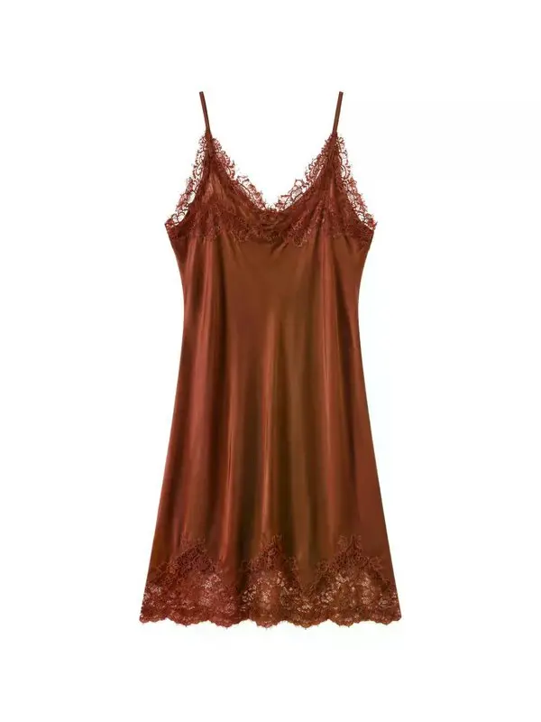 Gold Hawk Coco Bodice Lace-trim Slip Dress
