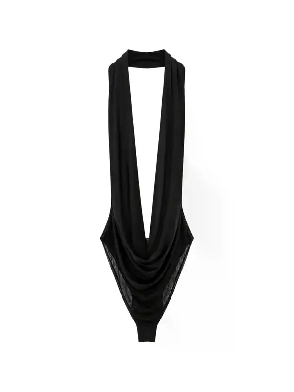 Elisabetta Franchi Draped-detail Bodysuit - Black