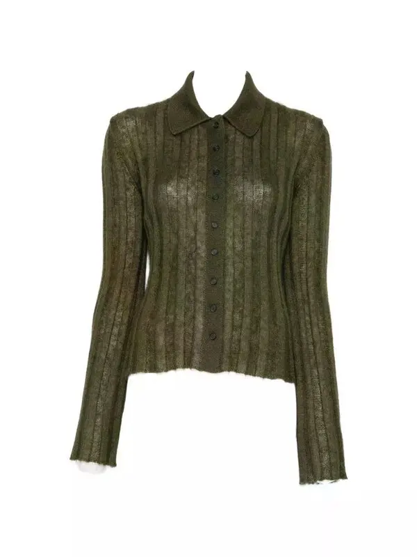 Khaite Ribbed-knit Cardigan - Green