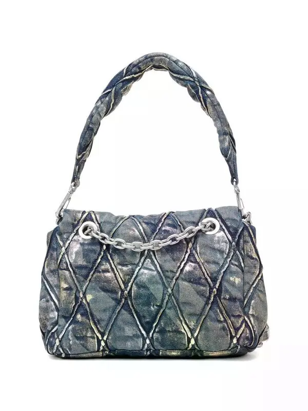 DIESEL® Charm D Quilted Metallic-foil Shoulder Bag - Blue