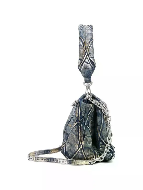 DIESEL® Charm D Quilted Metallic-foil Shoulder Bag - Blue