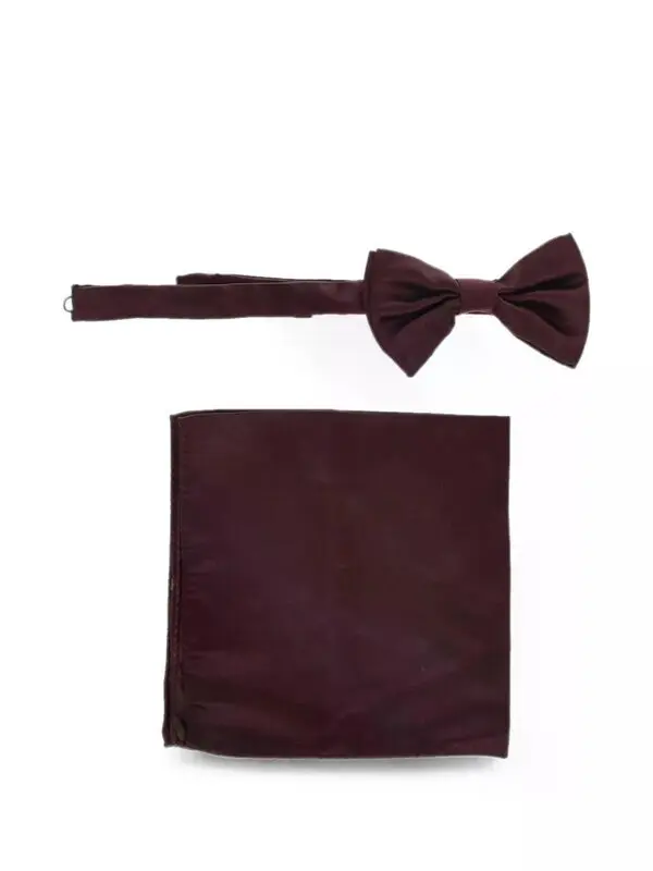 Corneliani Silk Satin Bow Tie And Pocket Square Set - Red