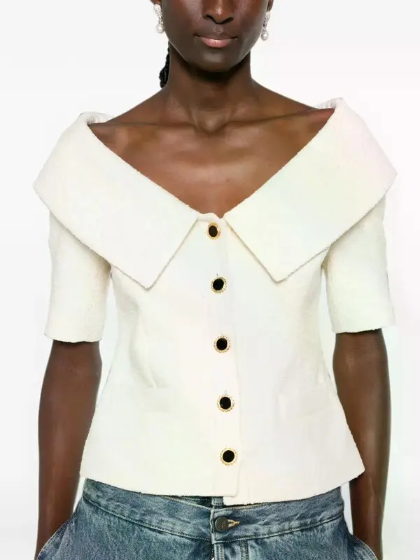 Alessandra Rich Off-shoulder Button-up Jacket