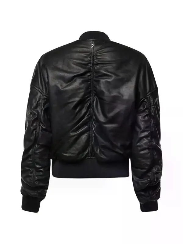 DONDUP Ruched Leather Bomber Jacket