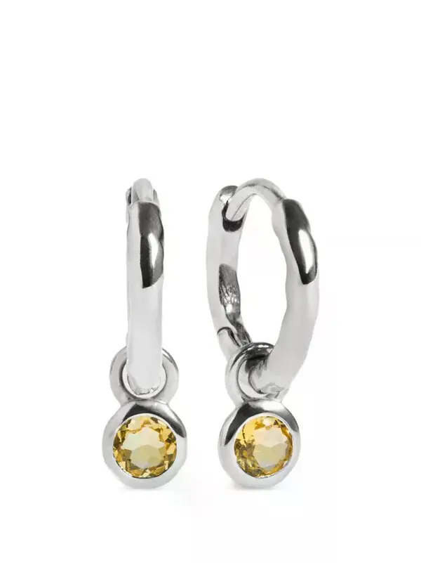 Monica Vinader Citrine-pendant Hoop Earrings - Silver