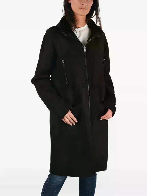 DIESEL® Hooded Zip-up Leather Coat