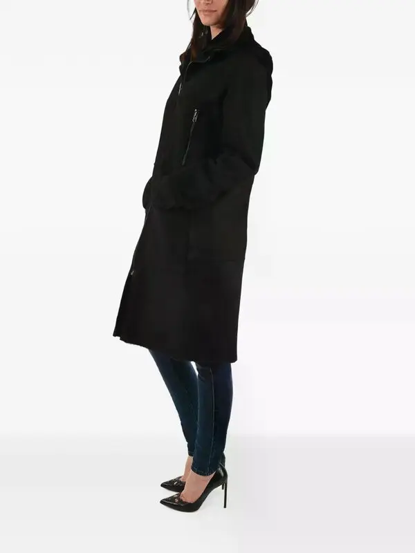 DIESEL® Hooded Zip-up Leather Coat