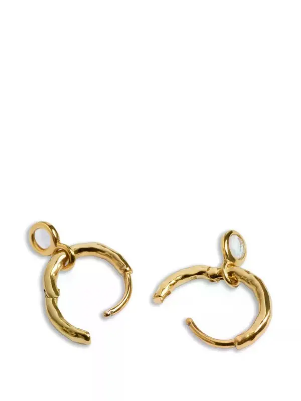 Monica Vinader Moonstone-pendant Hammered Hoop Earrings