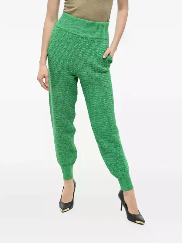 ART ESSAY High-waisted Cotton-knit Track Pants - Green