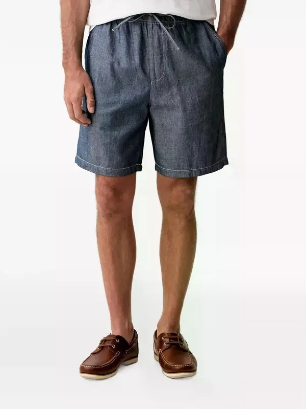 BENETTON Drawstring-waist Contrast-stitch Shorts - Blue