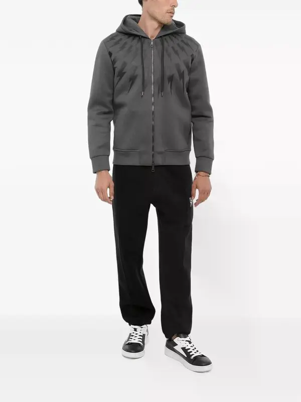 Neil Barrett Lightning Bolt-print Zip-up Hoodie