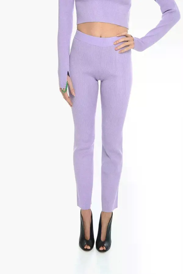HERSKIND Ribbed-knit Legging Trousers - Purple