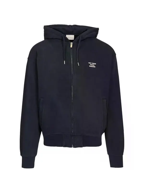 Drole De Monsieur Slogan-print Zip-up Hoodie - Blue