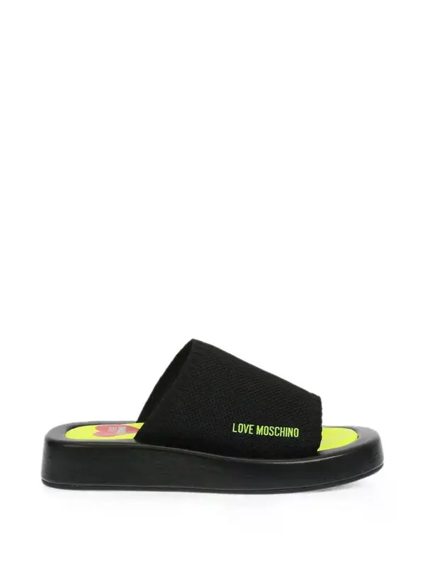 Moschino Logo-print Knit Sandals - Black