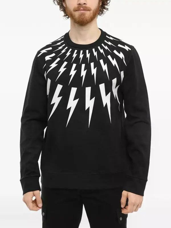 Neil Barrett Fair-isle Thunderbolt Sweatshirt - Black