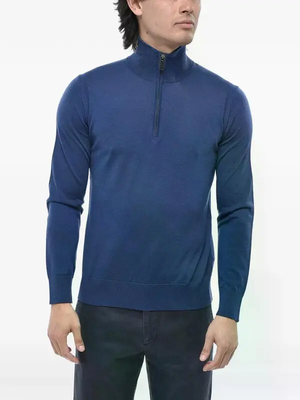PAOLO PECORA Half-zip Elbow-patch Sweater