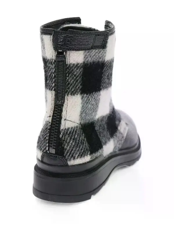 Woolrich Check Wool-panelled Leather Ankle Boots - Black