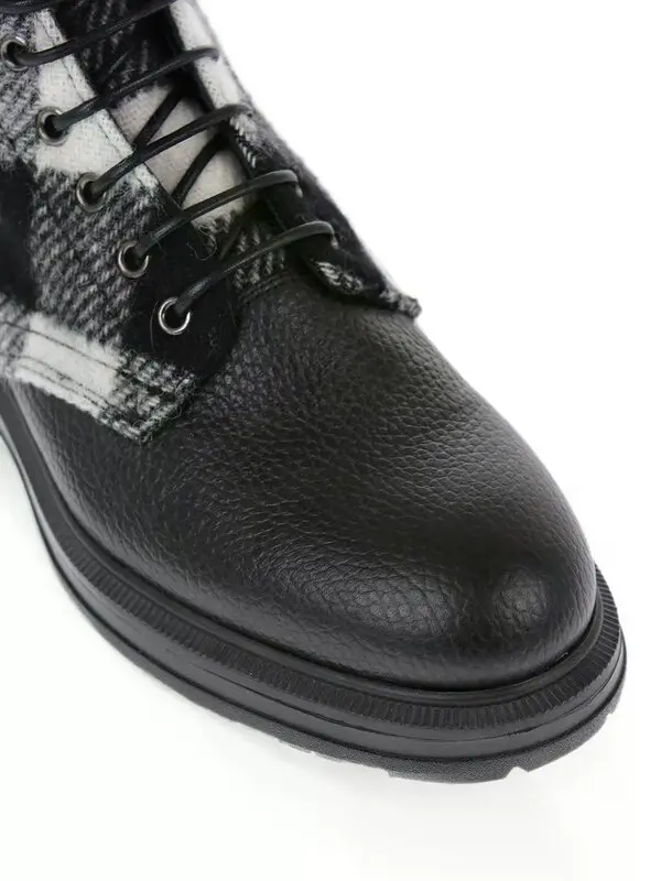 Woolrich Check Wool-panelled Leather Ankle Boots