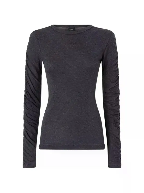 Pinko Ruched Sleeve Crew Neck Pullover - Grey