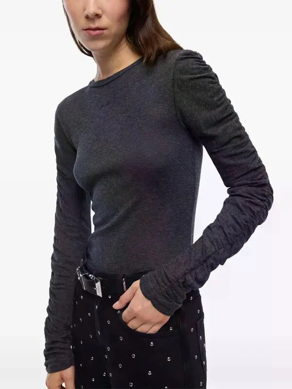 Pinko Ruched Sleeve Crew Neck Pullover