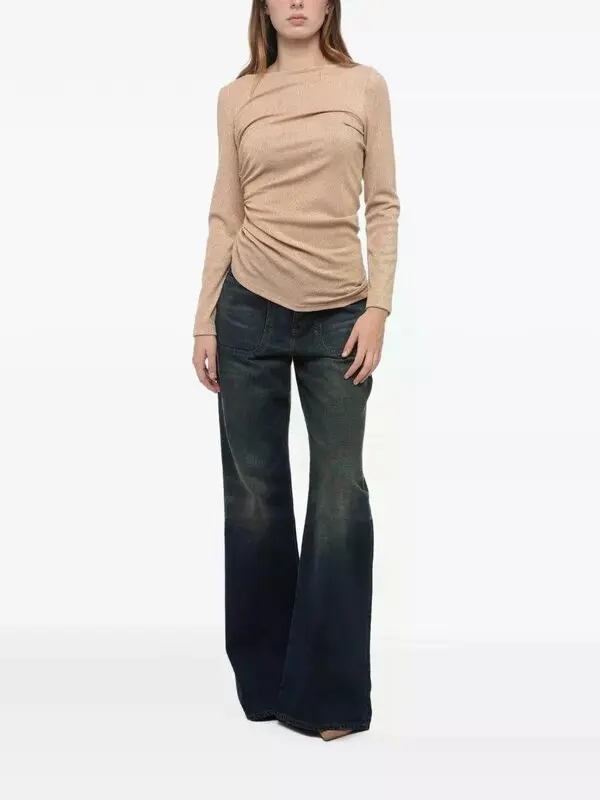STEPHAN JANSON Draped-detail Glitter-knit Top