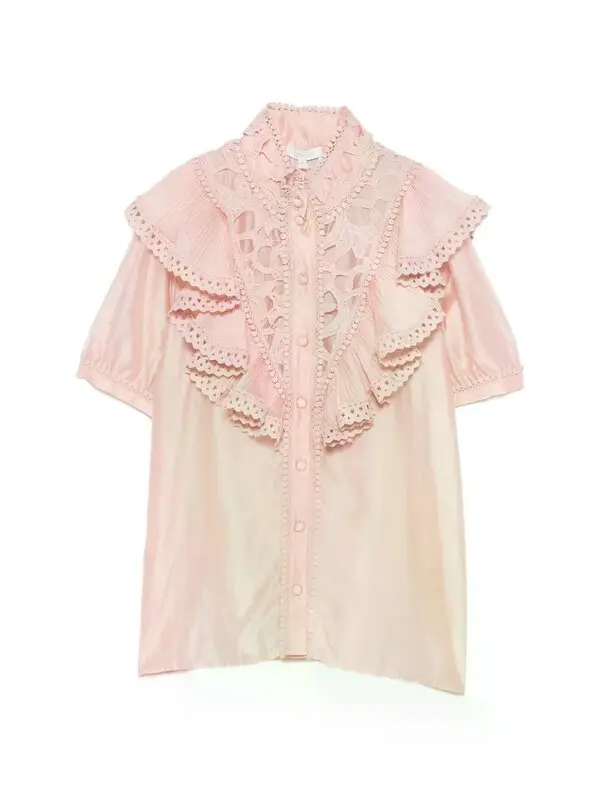 PAPER LACE Ruffled Lace-trim Shirt