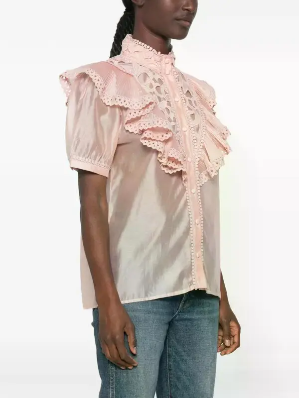 PAPER LACE Ruffled Lace-trim Shirt
