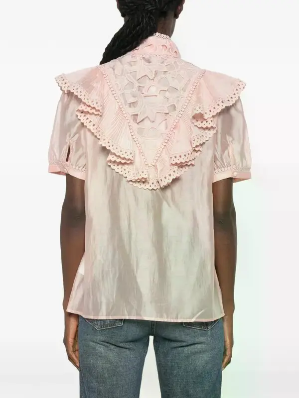 PAPER LACE Ruffled Lace-trim Shirt