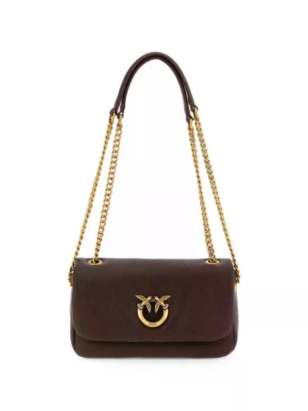 Pinko Love Birds Leather Shoulder Bag - Brown