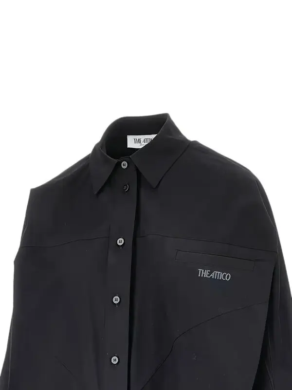 Attico Embroidered-logo Cotton Top - Black