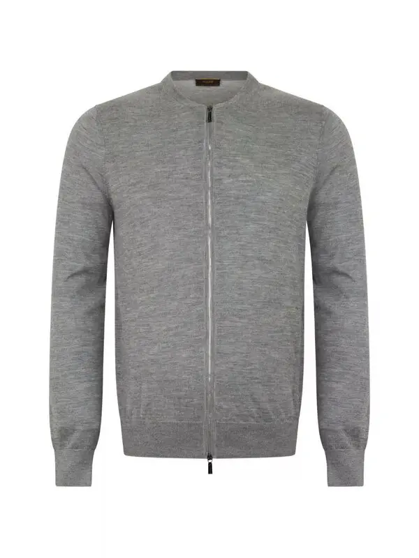 MOORER Casale Zip-up Fine-knit Cardigan - Grey
