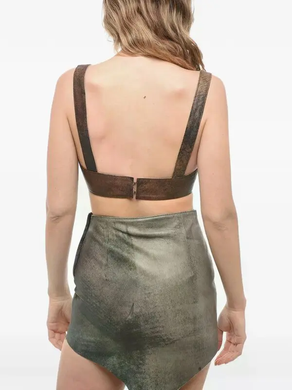 BAIA Floral-applique Leather Bra Top
