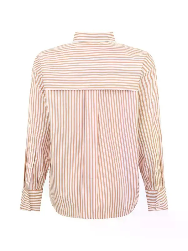 MOORER Striped Long-sleeve Shirt - Orange