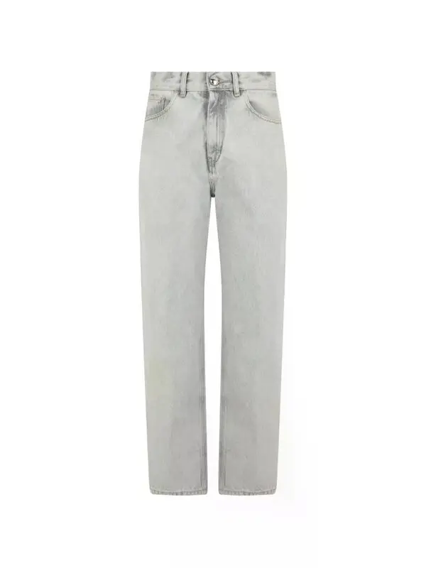 MOORER Acid-wash Slit-hem Jeans - Grey