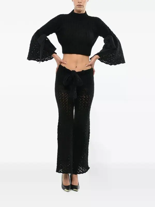 MATIMI Openwork-knit Belted Trousers