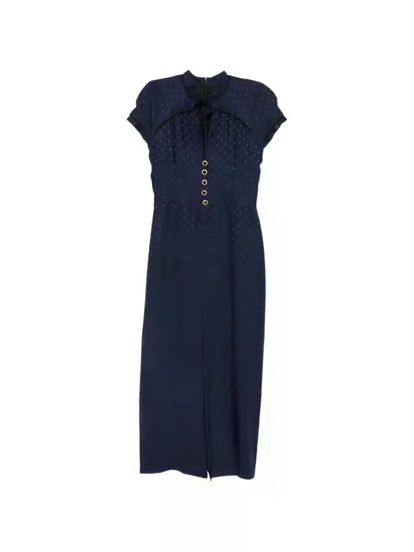 Alessandra Rich Star-print Tie-neck Midi Dress - Blue