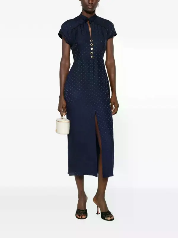 Alessandra Rich Star-print Tie-neck Midi Dress