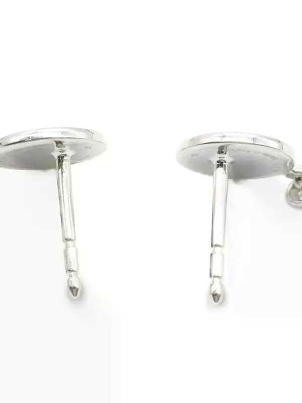 Hermès Sterling And 18k Rose Gold Circular Motif Drop Earrings