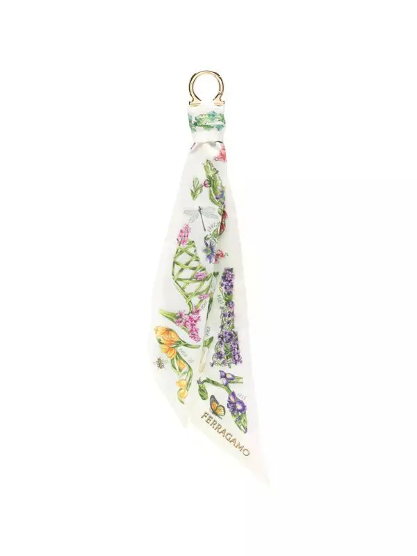 FERRAGAMO Gancini Floral-print Bag Charm