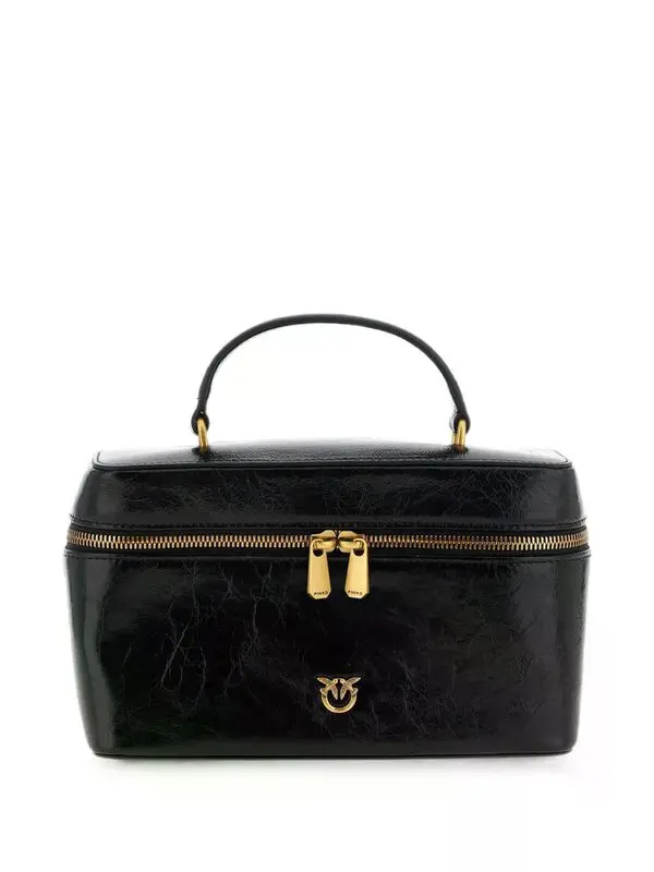 Pinko Love Birds Crumpled-effect Tote Bag - Black