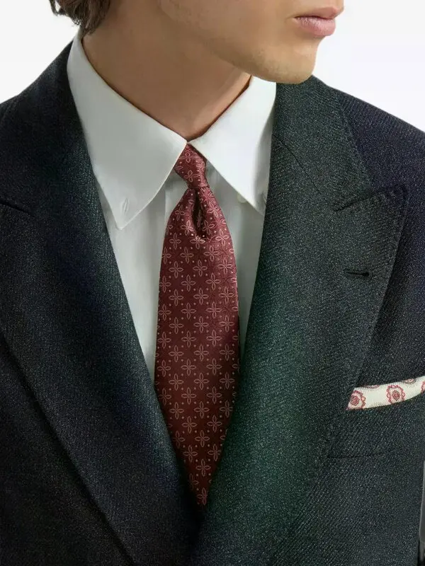Brunello Cucinelli Silk Tie With Geometric-floral Pattern
