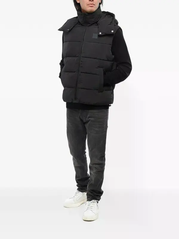 DIESEL® Quilted Hooded Gilet - Black