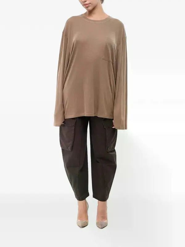 BY MALENE BIRGER Ribbed Knit V-neck T-shirt With Chest Pocket