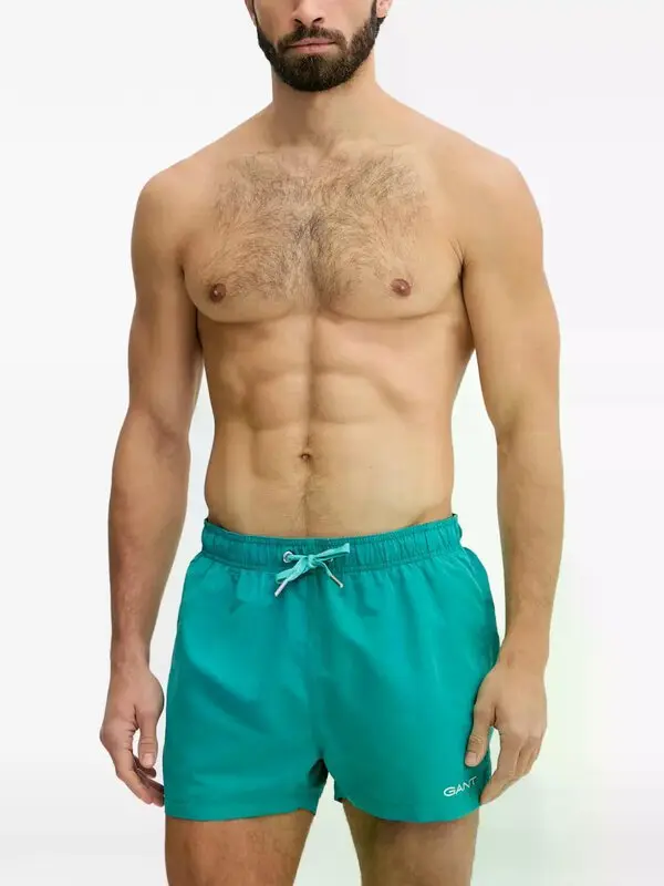 Gant Logo-print Drawstring Swim Shorts - Blue