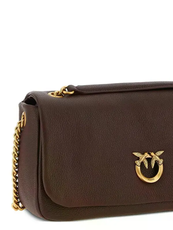 Pinko Love Birds Hammered Leather Shoulder Bag