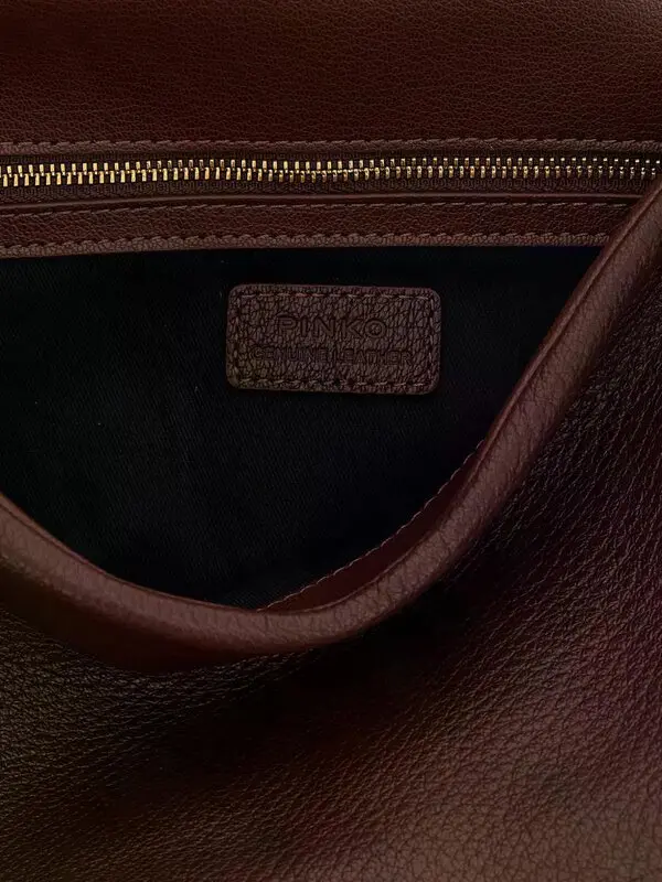 Pinko Love Birds Hammered Leather Shoulder Bag
