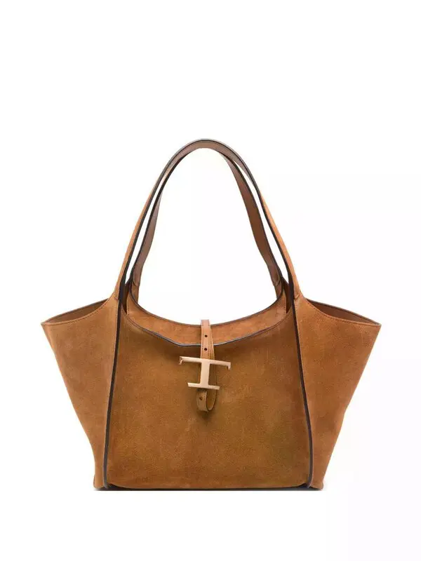 TOD'S T Timeless Suede Tote Bag - Neutrals