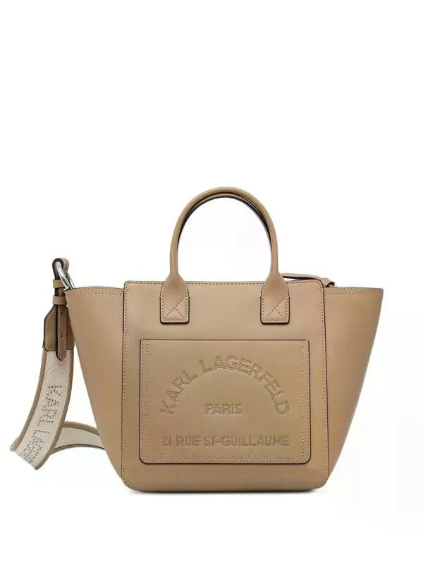 Karl Lagerfeld Perforated Logo-strap Tote Bag - Neutrals
