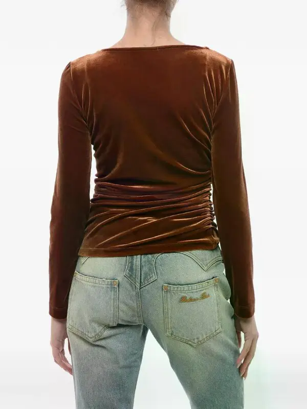 STEPHAN JANSON Draped Velvet-effect Long-sleeve T-shirt